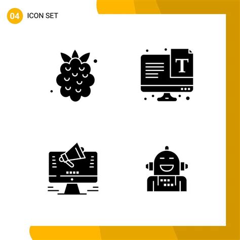 4 Icon Set Solid Style Icon Pack Glyph Symbols Isolated On White Backgound For Responsive