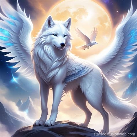 White Winged Wolf Stable Diffusion Online