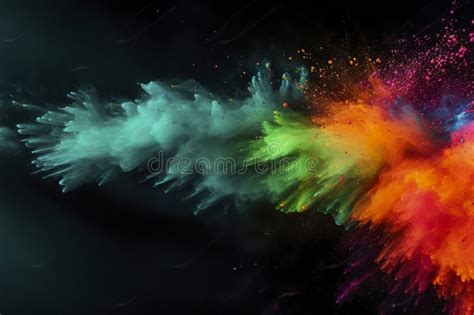 An Effusive Explosion Of Colored Powder On A Black Background Creating A Vibrant And Dynamic