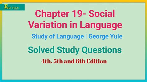 Chapter Social Variation In Language The Study Of Language G Yule Sociolinguistics