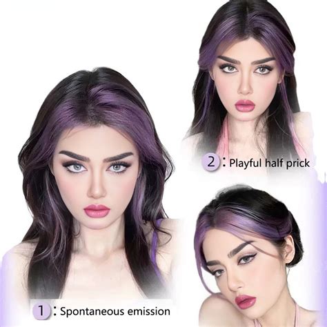 Mid Cut Bangs Wig Hair Extension And Replacement Block Highlight Dyed