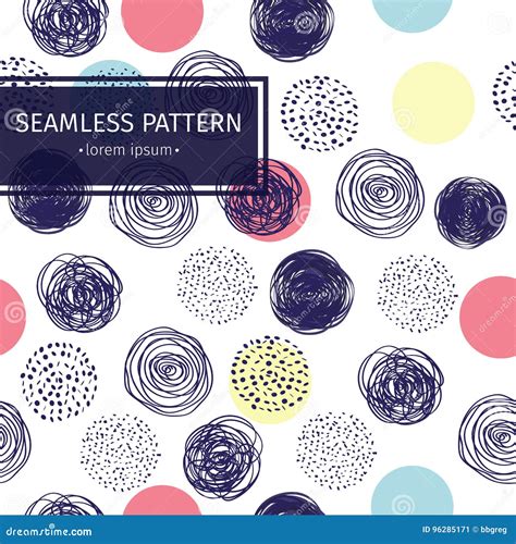 Vector Seamless Pattern With Doodle Circles Randomly Distributed