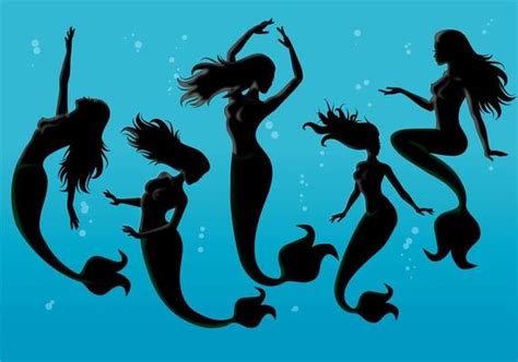 Vector Mermaid Silhouettes 92140 Download Free Vectors Clipart