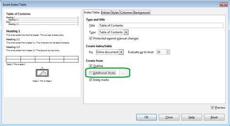 Libreoffice Writer How To Include User Defined Index Into Table Of