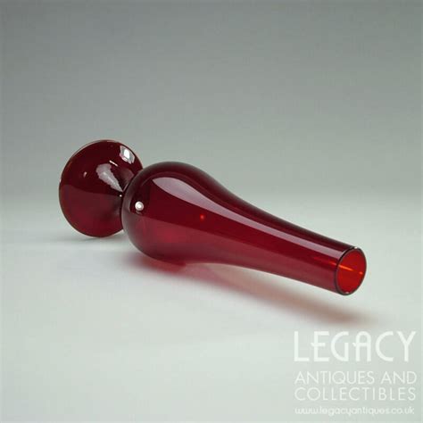 1960s Whitefriars Glass Tapering Bud Vase On Foot No 9607 In Ruby
