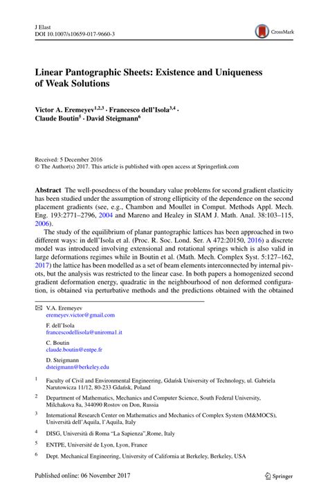 Pdf Linear Pantographic Sheets Existence And Uniqueness Of Weak