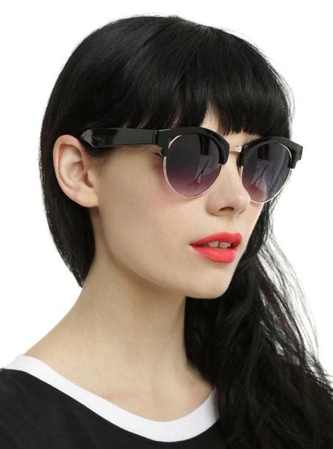 Black Temple Cutout Round Sunglasses Hot Topic