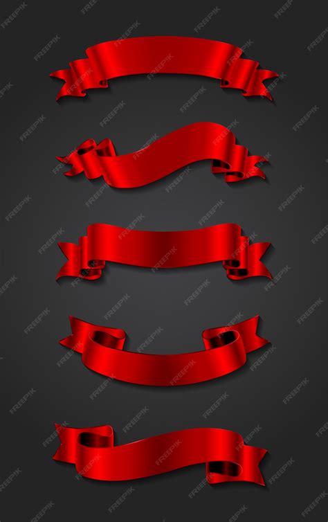 Conjunto De Cintas Rojas Vector Premium