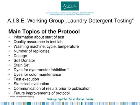 PPT A I S E Working Group Laundry Detergent Testing PowerPoint Presentation ID