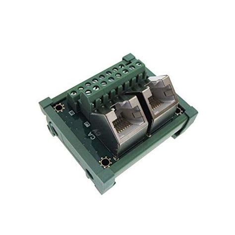 Dual Rj45 Ethernet Breakout Board Module 45d Screw Terminals Din Rail