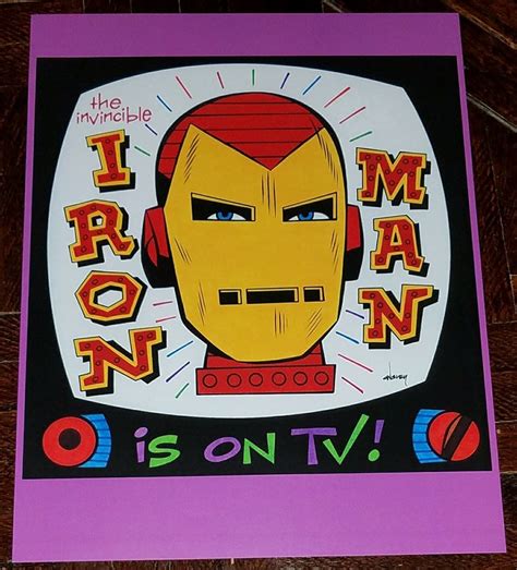 Iron Man Is On Tv 85x11 Print Patrick Owsley Pop Culture Cartoonist