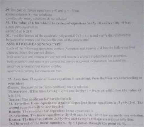 29 The pair of linear equations y 0 and y 5 | StudyX