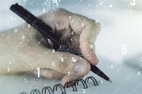 Premium Photo Multi Exposure Of Abstract Creative Coding Sketch With World Map And Man Hand