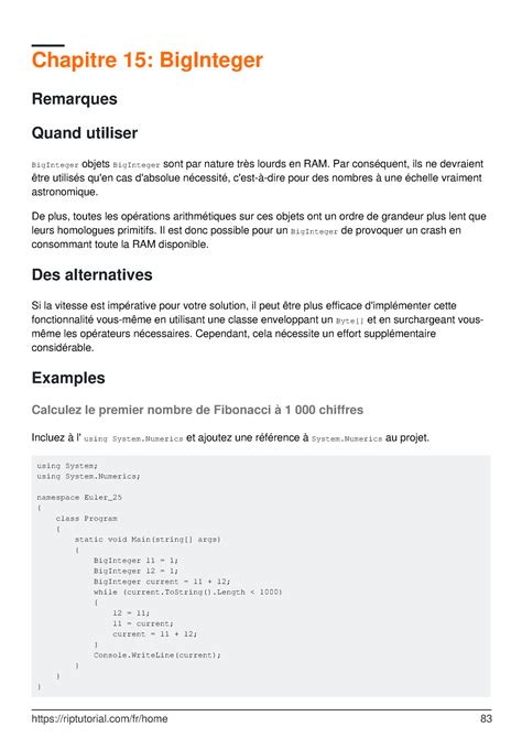 language c biginteger chapitre 15 biginteger remarques quand