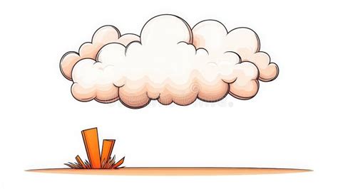 Cartoonstyle Cloud Over Simple Ground Design In Light Orange And White Colors Stock Illustration