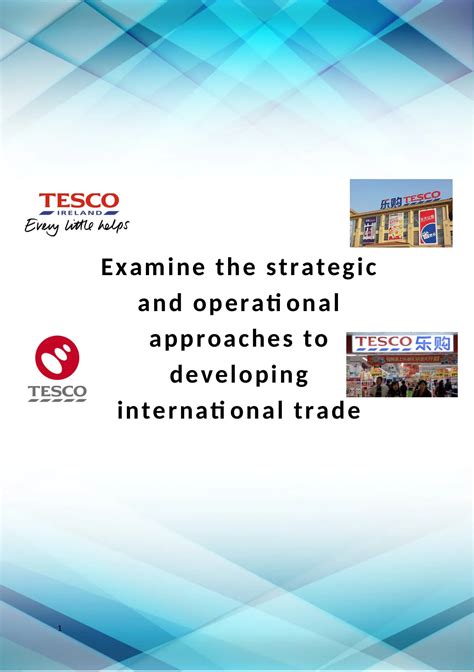 Btec Business Level 3 Unit 5 International Business Learning Aim E D Standard Tesco