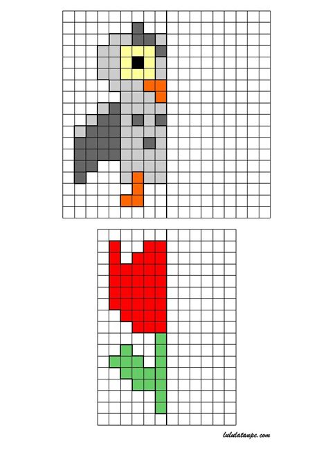 Reproduire des dessins par symétrie axiale Dessin quadrillage