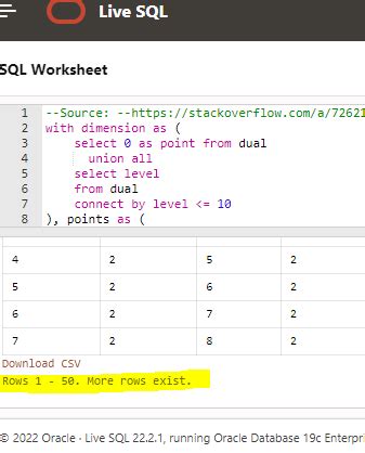 Resultset Return More Than 50 Rows In Oracle Live SQL Stack Overflow