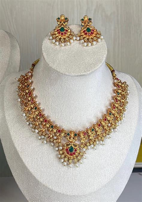 Traditional Temple Style Necklace And Earrings Set Etsy