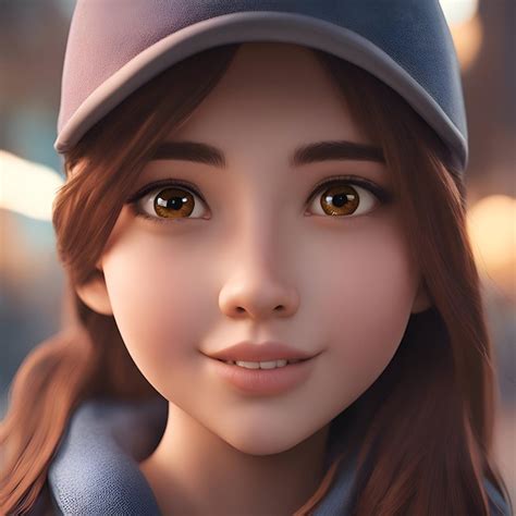 Retrato De Una Hermosa Chica Con Una Gorra De Béisbol Renderizado En 3d Foto Gratis
