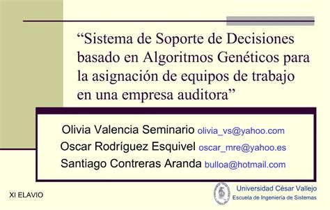 PPT Sistema De Soporte De Decisiones Basado En Algoritmos Gen Ticos