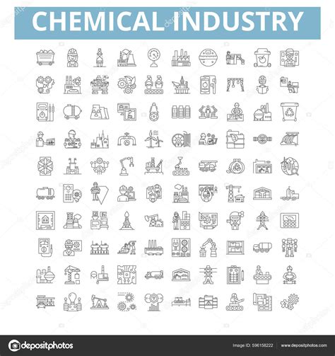 Chemical Industry Icons Line Signs Web Symbols Set Vector Isolated
