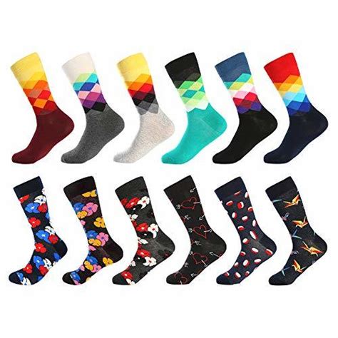Bonangel Mens Fun Dress Socks Colorful Funny Novelty Crazy Crew