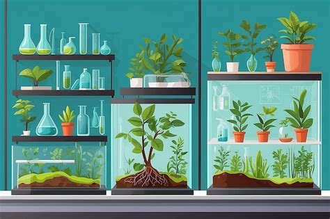 Premium Photo Botany Lab Flatstyle Illustration With Detailed Plant