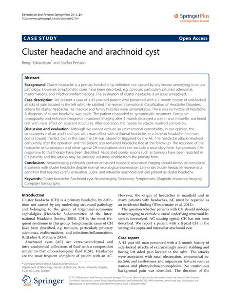Pdf Cluster Headache And Arachnoid Cyst