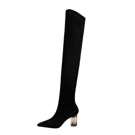 Big Sale Ummewalo Over The Knee High Heels Flock Boots Women Fashion