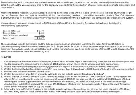 Solved Silven Industries Which Manufactures And Sells