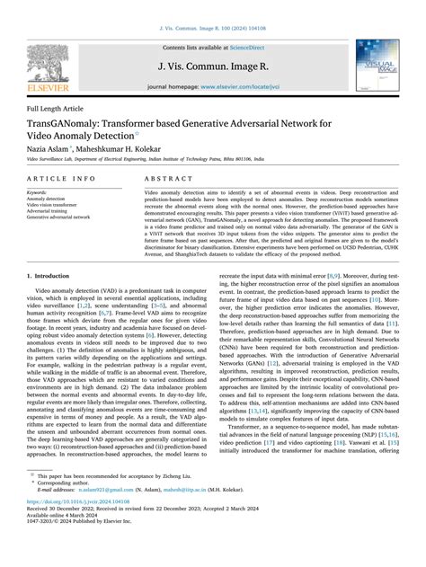 Pdf Transganomaly Transformer Based Generative Adversarial Network