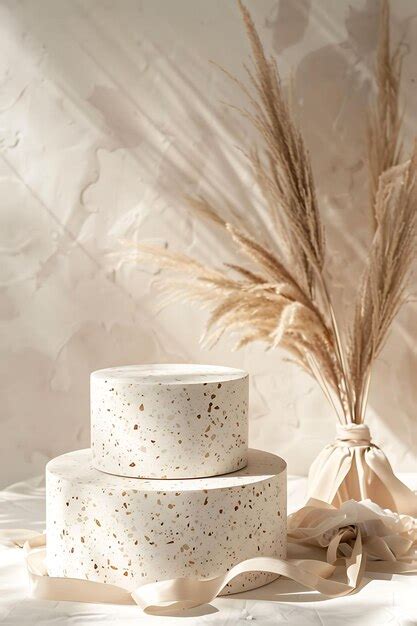 Premium Photo Overlapping Round Terrazzo Product Stand With Speckled