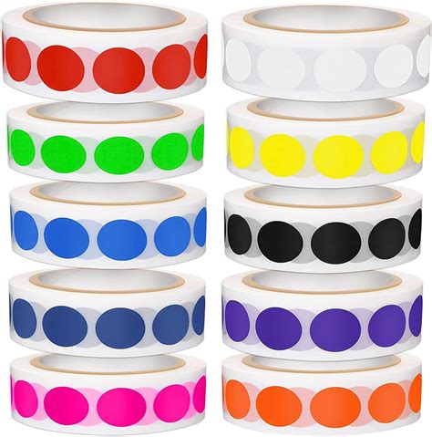 10000pcs 1 2 Dot Stickers Round Colored Coding Labels Circle Stickers 10 Assorted Colors For