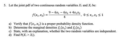 solved let the joint pdf of two continuous random variables