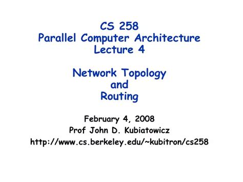 Ppt Cs 258 Parallel Computer Architecture Lecture 4 Network Topology