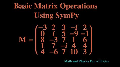 matrix operations using sympy youtube