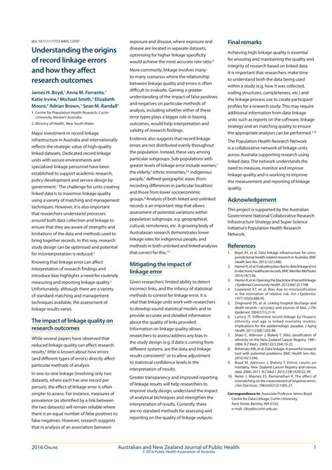 PDF Understanding The Origins Of Record Linkage Errors And How They