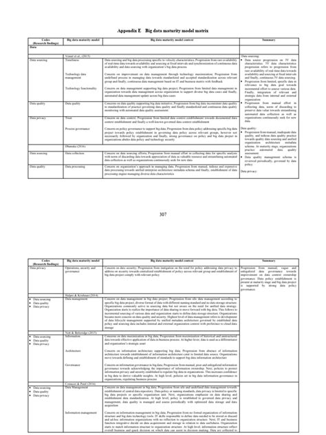 Appendix E Big Data Maturity Model Matrix Pdf