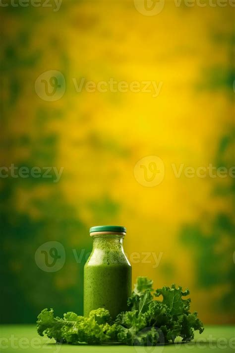 Kale Smoothie Isolated On Gradient Background With A Copy Space