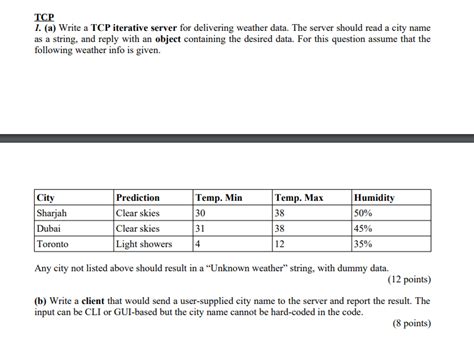 Solved Tcp 1 A Write A Tcp Iterative Server For