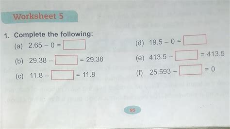 Dav Class 5 Math Unit 6 Worksheet 5 Addition And Subtraction Of Decimal Number Madhubanclasses