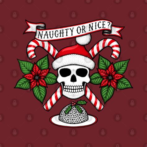 Naughty Or Nice Santa Skull Tattoo Christmas Ts For Dad T Shirt