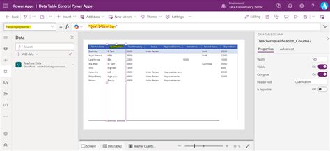 Data Table Control In Power Apps Ashish Coder