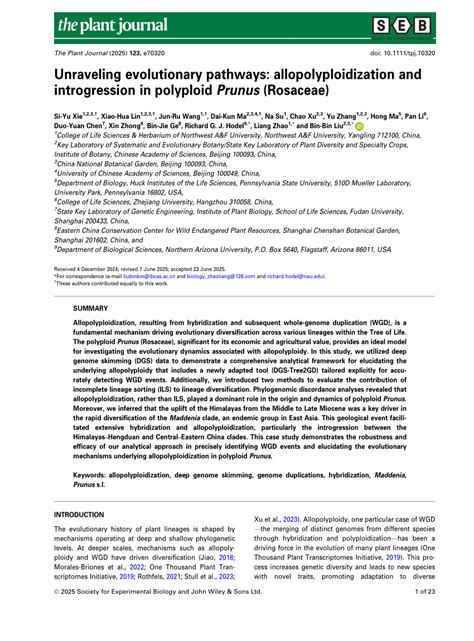 Unraveling Evolutionary Pathways Allopolyploidization And Introgression In Polyploid Prunus