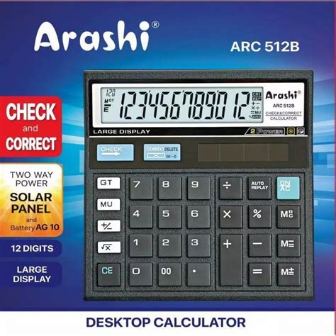 Jual Arashi Desktop Calculator Arc 512b Kalkulator 12 Digit Soalar
