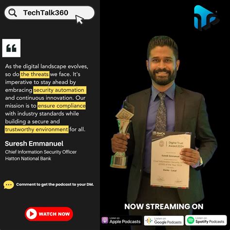 Techtalk360 On Linkedin Cybersecurity Hnb Sureshemmanuel Isacaawards Banksecurity…