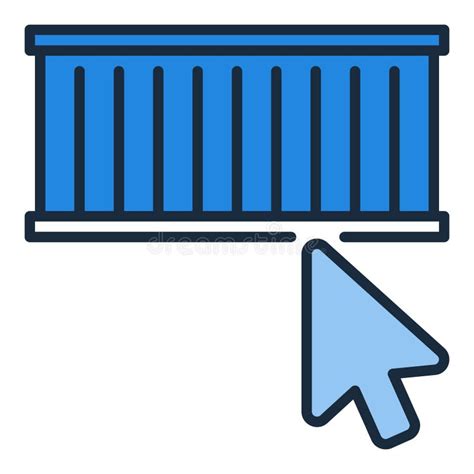 Mouse Cursor With Blue Shipping Container Vector Sign Stock Vector Illustration Of Simple