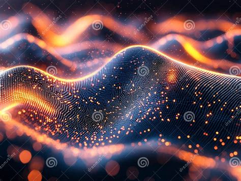 Abstract Visualization Of Quantum Particles In Motion With Glowing Effects Stock Image Image
