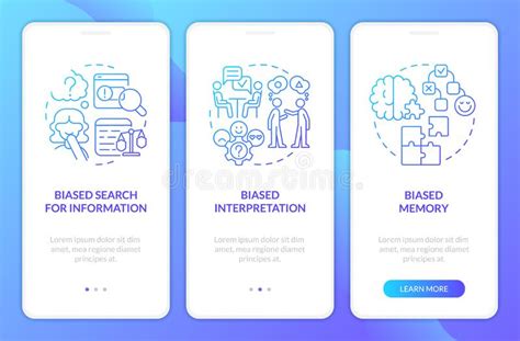 Types Of Confirmatory Bias Blue Gradient Onboarding Mobile App Screen Stock Vector
